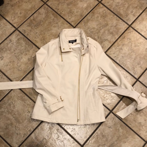 Kenneth Cole | Jackets & Coats | Kenneth Cole Belted Cream Jacket With ...